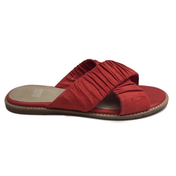 Eileen Fisher | Shoes | Eileen Fisher Cross Melon Ruched Slide Sandals ...